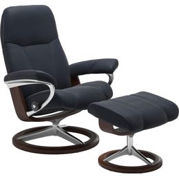 Relaxsessel stressless "Consul", blau (shadow blau paloma), B:82cm H:102cm T:72cm, Leder BATICK: BATICK ist ein leicht korrigiertes, durchgef&auml;rbtes und genarbtes M&ouml;belleder, bei dem die meisten Unebenheiten und Spuren in der Regel entfernt wurden.;Leder PALOMA: PALOMA ist ein durchgef&auml;rbtes Semianilin-M&ouml;belleder mit nat&uuml;rlicher Narbung.;ROHLEDER Stoff Q2 FARON: Ein fester zuverl&auml;ssiger Boucl&eacute; mit 