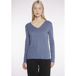 Haily's Langarmshirt HAILY&rsquo;S "LS V TP Zi44na", Damen, Gr. S (36), blau (stone blau), Jersey, Obermaterial: 79% Viskose, 16% Polyester, 5% Elasthan, unifarben, figurbetont, V-Ausschnitt, Shirts Langarmshirt