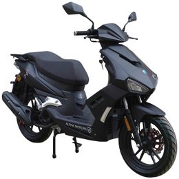 Motorroller Alpha Motors "Mustang FI", schwarz (mattschwarz, schwarz), Motorroller, 85 km/h, mit USB-Anschluss und Lenkerschloss, sportliches Design, B:66,5cm H:133,5cm L:194cm