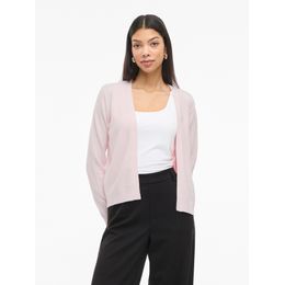 Cardigan Vila "VIRIL SHORT L/S KNIT CARDIGAN-NOOS", Damen, Gr. XL, cherry blossom detail:light melange, Feinstrick, Obermaterial: 50% Viskose, 27% Nylon, 23% Polyester, meliert, regular fit normal, V-Ausschnitt, Rippstrickb&uuml;ndchen, Strickjacken, Materialmix, regular fit