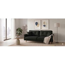 3-Sitzer Home Affaire "TRIPLO optionale Schlafsofa mit Bettkasten, Ma&szlig;e B/T/H: 215/100/89 cm", schwarz, B:215cm H:89cm T:100cm, 100% Polyester, Sofas, Wahlweise Bettfunktion - Liegefl&auml;che 145x191 cm, R&uuml;cken-, Zierkissen