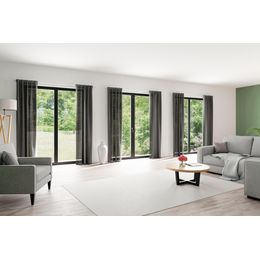 Gardine HOMING "Oskar" Gr. 1, grau (dunkelgrau), B:140cm H:245cm, Polyester, Gardinen, Gardine, Fertigschal
