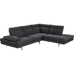 Ecksofa Calia italia "Toby Wing, B/T: 288/232 cm, Designsofa mit sensationellem Sitzkomfort", schwarz (nero quebec), B:288cm H:90cm T:232cm, Synthetische Faser (100% Polyester), Sofas, Ecksofa, L-Form, Sitztiefenverstellung, funktionale Ecke, F&uuml;&szlig;e in schwarz matt