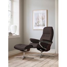 Relaxsessel stressless "Sunrise", braun (chocolate paloma), B:79cm H:103cm T:73cm, Leder PALOMA: PALOMA ist ein durchgef&auml;rbtes Semianilin-M&ouml;belleder mit nat&uuml;rlicher Narbung., Sessel, Relaxsessel, mit Cross Base, Gr&ouml;&szlig;e S, M & L, Holzakzent Braun