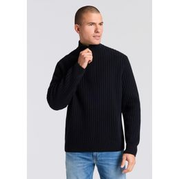 Strickpullover BOSS Orange "Kwinter", Herren, Gr. 3XL, dunkelblau404, Strick, Obermaterial: 40% Schurwolle, 40% Wolle, 20% Polyamid, unifarben, relaxed fit normal, hoch geschlossener Ausschnitt, B&uuml;ndchen, Pullover Strickpullover, Troyer-Kragen, Rippstrick, relaxed fit