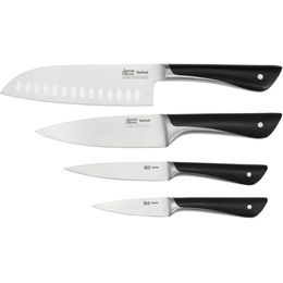 Messer-Set Tefal "K267S4 Jamie Oliver", grau (schwarz, edelstahlfarben), Edelstahl, Kochmesser-Sets, hohe Leistung, unverwechselbares Design, widerstandsf&auml;hig/langlebig