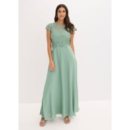 bonprix Midikleid aus zartem T&uuml;ll mit Spitze, gr&uuml;n, Gr.42, Romantisch und feminin: Cocktailkleid in Midi-L&auml;nge aus zartem T&uuml;ll mit Spitze