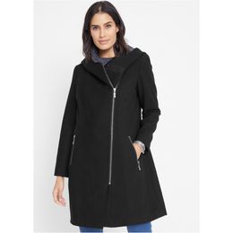 bonprix Longjacke mit schr&auml;gem Rei&szlig;verschluss, schwarz, Gr.38, Longjacke mit schr&auml;gem Rei&szlig;verschluss
