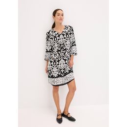 bonprix Tunika-Kleid aus flie&szlig;ender Viskose, schwarz, Gr.42, bedrucktes Tunika-Kleid aus flie&szlig;ender Viskose, aus Viskose