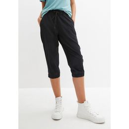 bonprix Schnelltrocknende Funktionshose in Capri-L&auml;nge, schwarz, Gr.46, Funktionale Wanderhose mit Gummibund und kleiner Schl&uuml;sseltasche