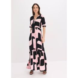 bonprix Maxikleid aus softem Viskose-Mix, schwarz, Gr.36/38 (S), Jersey-Maxikleid mit graphischem Print, aus Viskose