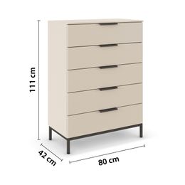 Rauch Kommode &raquo;Flipp&laquo; mit Fu&szlig;gestell - 80x42x111cm - beige - Holz / Holz
