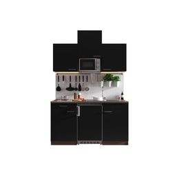 respekta K&uuml;chenzeile 'Oliver' mit E-Ger&auml;ten schwarz/eichefarben 150 cm