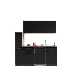 respekta K&uuml;chenzeile 'Oliver' mit E-Ger&auml;ten schwarz/eichefarben 180 cm