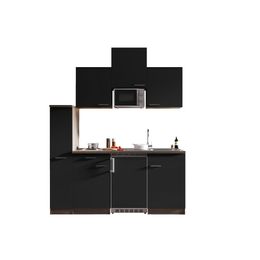 respekta K&uuml;chenzeile 'Oliver' mit E-Ger&auml;ten schwarz/eichefarben 180 cm