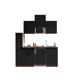 respekta K&uuml;chenzeile 'Oliver' mit E-Ger&auml;ten schwarz/eichefarben 180 cm