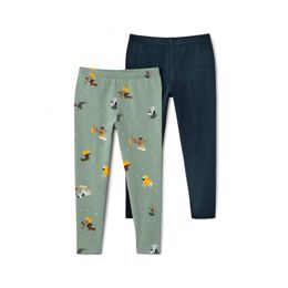 Tchibo - 2 Kinder-Leggings - Gr. 110/116 - dunkelblau/print