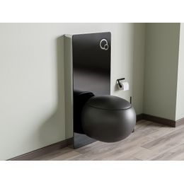 Vente-unique Sparset - Wand-WC aus mattschwarzer Keramik mit dekorativem Tr&auml;gergestell - HURO II 8635420