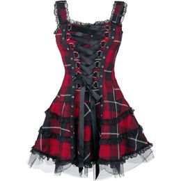 Hell Bunny Harley Tartan Dress Kurzes Kleid rot schwarz in L 4053