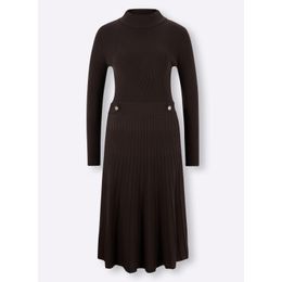 Heine Witt Damen Strickkleid mit Zierriegel, schoko, Gr&ouml;&szlig;e 46
