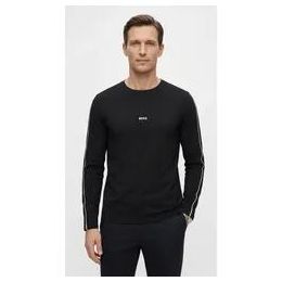 Longsleeve BOSS "Unique", Herren, Gr. M, schwarz 001, Jersey, Obermaterial: 95% Baumwolle, 5% Elasthan, regular fit, Rundhals, Shirts, bequemes Langarmshirt mit Kontrastnaht am &Auml;rmel