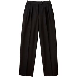 Stoffhose, Damen, Gr. 38, N-Gr, schwarz, Web, Obermaterial: 74% Polyester, 20% Viskose, 6% Elasthan, United Colors Of Benetton, unifarben, lang, Hosen Stoffhose