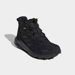 Wanderschuh adidas terrex "TERREX ANYLANDER LEATHER MID CLIMAPROOF", Damen, Gr. 43, core schwarz, carbon, grau four, Leder, Textil, Schuhe Wanderschuh, wasserdicht und aus Leder