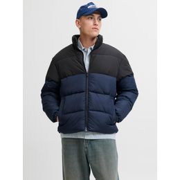 Jack & Jones Steppjacke JACK & JONES "JJMAZE PUFFER COLLAR", Herren, Gr. XL, sky captain detail:schwarz blocking, Web, Obermaterial: 100% Polyester, Jacken Steppjacke