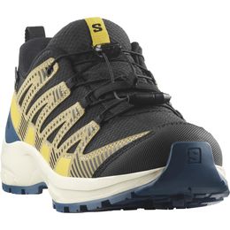 Wanderschuh Salomon "XA PRO V8 WP J", Damen, Gr. 33, gr&uuml;n (schwarz, gray gr&uuml;n, powder giallo), Synthetik, Textil, Schuhe Wanderschuh, wasserdicht