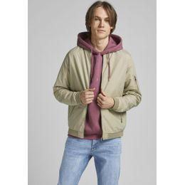 Jack & Jones Blouson JACK & JONES "JJERUSH mit Stehkragen und Rei&szlig;verschlusstaschen", Herren, Gr. XL, beige, Web, Obermaterial: 100% Polyester, unifarben, regular fit taillenbedeckt, ohne Ausschnitt, Rippb&uuml;ndchen, Jacken Blouson, unifarben, modisch, regular fit, Polyester