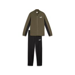 Trainingsanzug Puma "POLY BASEBALL SUIT B", Jungen, Gr. 140, gr&uuml;n (loden gr&uuml;n), Trikot, Obermaterial: 100% Polyester, colorblocking, regular fit, Sportanz&uuml;ge Trainingsanzug, mit Stehkragen, elastischer Bund mit Kordelzug