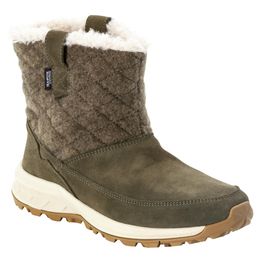 Schlupfboots Jack Wolfskin "QUEENSTOWN TEXAPORE BOOT W", Damen, Gr. 40, gr&uuml;n (khaki, grau), Leder, Textil, Schuhe Schlupfboots, Winterboots, Snowboots, Winterschuhe, wasserdicht und gef&uuml;ttert
