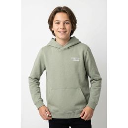 Jack & Jones Kapuzensweatshirt JACK & JONES JUNIOR "JORNORREBRO TYPO BACK SWEAT HOOD SN JNR", Jungen, Gr. 140, seagrass detail:ss26, angeraute Sweatware, Obermaterial: 100% Baumwolle, bedruckt, relaxed fit normal, Rundhals, Rippb&uuml;ndchen, Sweatshirts Kapuzensweatshirt, Baumwollmischung, relaxed fit, Langarm