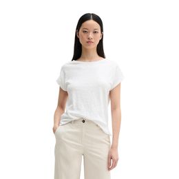 Marc O'Polo T-Shirt MARC O'POLO, Damen, Gr. M, wei&szlig;, Slub, Obermaterial: 100% Baumwolle, regular fit normal, U-Boot-Ausschnitt, Shirts T-Shirt, regular aus weichem Baumwoll-Slub-Jersey