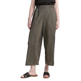 Stoffhose Tom Tailor Denim, Damen, Gr. L (40), N-Gr, schwarz (schwarz beige stripe), Web, Obermaterial: 99% Polyester, 1% Elasthan, gestreift, loose fit lang, Hosen Stoffhose, Sommerhose mit elastischem Bund