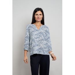 Druckbluse Seidel Moden "Otto exclusiv", Damen, Gr. 46, jeans, Web, Obermaterial: 100% Viskose, Minimalmuster, l&auml;ssig geschnitten h&uuml;ftbedeckend, Rundhals, elastischer Bund, Blusen Druckbluse, mit Minimalmuster - Viskose- MADE IN GERMANY