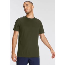 Trainingsshirt Puma "ESSENTIALS TAPED TEE", Herren, Gr. S, gr&uuml;n (schwarz olive), Interlock, Obermaterial: 100% Polyester, unifarben, regular fit normal, Rundhals, Shirts Trainingsshirt, regular fit, mit DryCELL-Technologie, atmungsaktiv