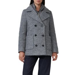 Cabanjacke s.Oliver, Damen, Gr. 38, grau melange, Web, Obermaterial: 65% Polyester, 35% Wolle. Futter: 100% Polyester, unifarben, gerade h&uuml;ftbedeckend, V-Ausschnitt, Jacken Cabanjacke, mit Reverskragen und doppelreihiger Knopfleiste, Woll-Anteil