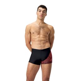 Badehose Speedo "Mens Medley Logo Aquashort", Herren, Gr. 3 (XS), N-Gr, schwarz (schwarz, rot), Obermaterial: 80% Nylon, 20% Elasthan, Badehosen Badehose
