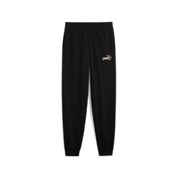 Trainingshose Puma "FLAMING LOVE SWEATPANTS TR G", M&auml;dchen, Gr. 140, N-Gr, schwarz (Puma schwarz), Sweatware, Obermaterial: 68% Baumwolle, 32% Polyester, bedruckt, regular fit normal, Hosen Trainingshose, sportlicher Stil, f&uuml;r Jugendliche, aus Baumwollmischung