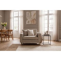 Loveseat Home Affaire "Pinto Skandi 105 cm, Chenille, Struktur", creme, B:108cm H:89cm T:97cm, 100% Polyester, Sessel, Loveseat, mit Keder, Massivholzf&uuml;&szlig;e Eiche ger&auml;uchert