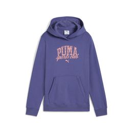 Kapuzensweatshirt Puma "CLASS HOODIE TR G", M&auml;dchen, Gr. 152, blau (blau crystal), Sweatware, Obermaterial: 68% Baumwolle, 32% Polyester, bedruckt, regular fit normal, Rundhals, angesetztes B&uuml;ndchen, Sweatshirts Kapuzensweatshirt, mit Gummiprint-Grafik, mit Rundhalsausschnitt
