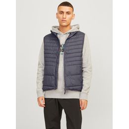 Jack & Jones Steppweste JACK & JONES "JJESTATE Praktische Weste mit Beutel, ideal f&uuml;r unterwegs", Herren, Gr. XS, grau (asphalt), Web, Obermaterial: 100% Polyester, unifarben, normal h&uuml;ftlang, Westen Steppweste, unifarben, modisch, regular fit, Polyester