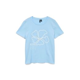 V&eacute;ro Moda Kurzarmshirt VERO MODA "VMSORA FRANCI SS TOP BOX JRS SPE GA", Damen, Gr. XS, blau (airy blau print:bloom), Jersey, Obermaterial: 100% Baumwolle, bedruckt, regular fit normal, Rundhals, Shirts Kurzarmshirt