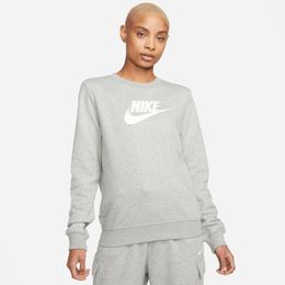 Sweatshirt Nike Sportswear "CLUB FLEECE WOMENS CREW", Damen, Gr. L, grau (dk grau heather, wei&szlig;), Obermaterial: 80% Baumwolle, 20% Polyester, Rundhals, B&uuml;ndchen, Sweatshirts Sweatshirt, Damen Pullover aus weichem Fleece Material