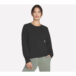 Rundhalspullover Skechers "SKECHLUXE ELEVATE CREWNECK", Damen, Gr. S (36), schwarz (bold schwarz), Obermaterial: 53% Viskose, 39% Polyester, 8% Elasthan, Pullover Rundhalspullover