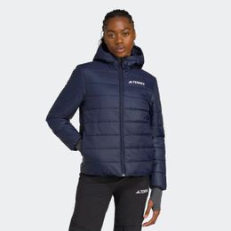 Steppjacke adidas terrex "MULTI ESSENTIALS CLIMAWARM ISOLIERTE", Damen, Gr. XS, blau (legend ink), Obermaterial: 100% Polyamid, Jacken Steppjacke, w&auml;rmend durch Climawarm Technologie, mit Kapuze