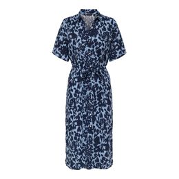 Hemdblusenkleid Only "OnlyASMIN S/S SHIRT DRESS WVN NOOS", Damen, Gr. S, N-Gr, serenity print:tania flower dressblau, Web, Obermaterial: 100% Viskose, bedruckt, regular fit Midi, Rundhals, Kleider Hemdblusenkleid
