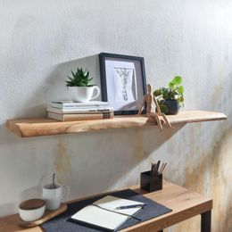 KADIMA DESIGN Rustikales Wandregal aus indischer Akazie, Einzigartiges schwebendes Design f&uuml;r Wohnzimmer