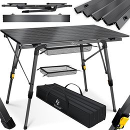 Kesser&reg; Campingtisch faltbar Klapptisch mit Aluminiumrahmen Aufrollbare Tischplatte Falttisch klappbar h&ouml;henverstellbar inkl. Tragetasche mit Trageband & Netztasche